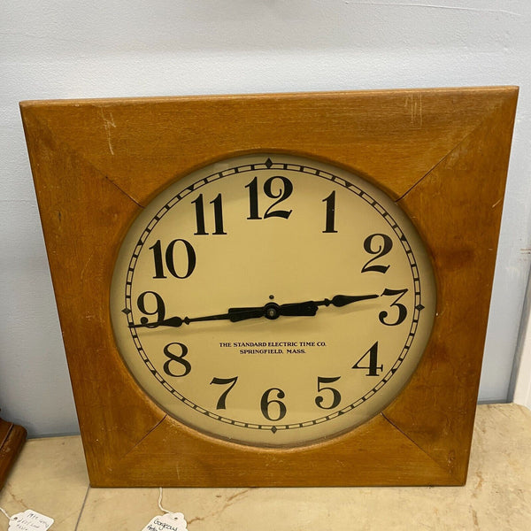 Antique The Standard Electric Time Springfield Wooden Wall Clock Needs ...