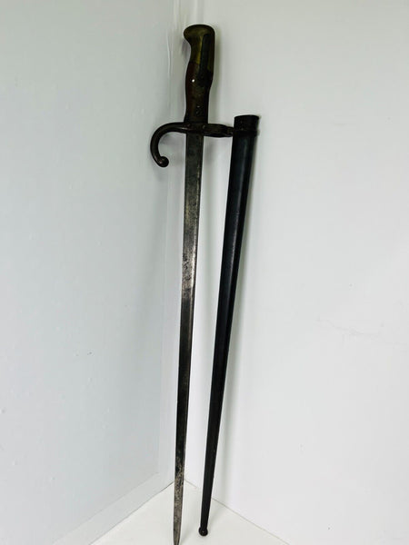 C.1880 French Bayonet with Metal Sheath Matching Serial Numbers Engrav ...